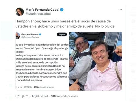 María Fernanda Cabal Criticó A Gustavo Bolívar Por Tildar De “hampón” A Olmedo López Pero Antes