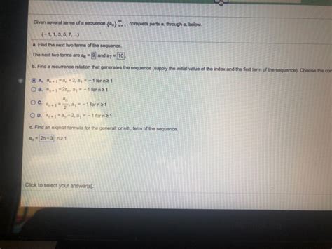 Solved Given Several Terms Of A Sequence Ancompleto