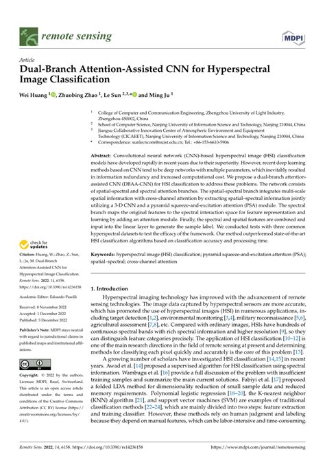 Pdf Dual Branch Attention Assisted Cnn For Hyperspectral Image
