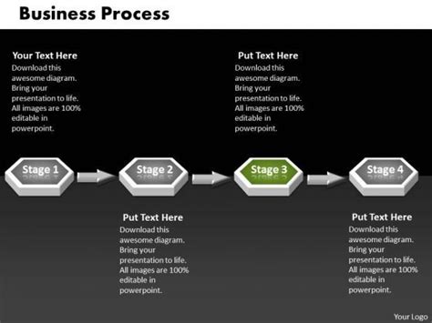 Ppt Green PowerPoint Slide Stage D Sequential Linear Process Templates