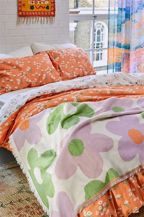 Retro Daisy Throw Urban Outfitters Uk