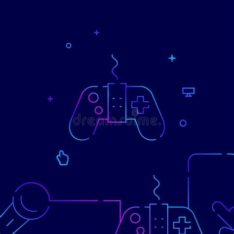 Joystick Game Controller Gradient Line Icon Vector Illustration Stock