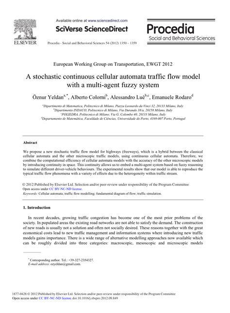 Pdf A Stochastic Continuous Cellular Automata Traffic Flow Model With A Multi Agent Fuzzy System