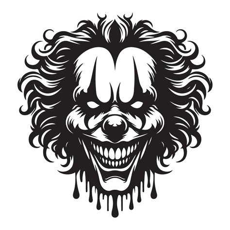 Creepy Clown Face With Evil Grin Silhouette Illustration 59446546
