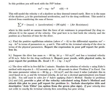 Solved In This Problem You Will Work With The IVP Below Chegg Com