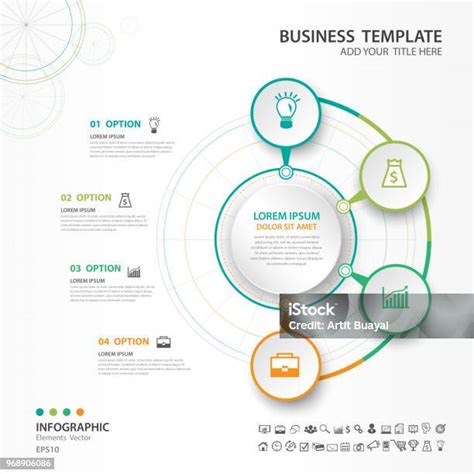 infographic 요소 서식 파일 벡터 원 4 단계 플로우 차트 다이어그램 차트 타임 라인 silde 프레 젠 테이 션 처리