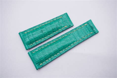 20mm16mm Jade Green Genuine Lizard Leather Deployment Strap For Rolex