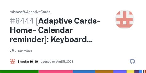 [adaptive cards home calendar reminder] keyboard focus does not lands on the 5 minutes menu