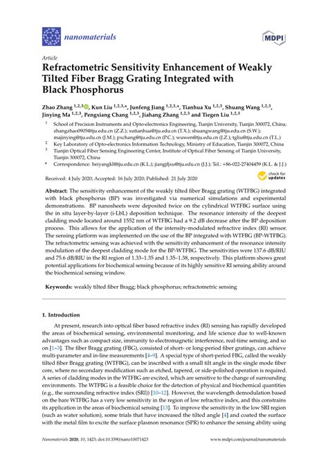 Pdf Refractometric Sensitivity Enhancement Of Weakly Tilted Fiber Bragg Grating Integrated