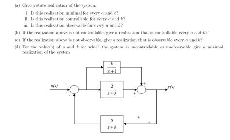 Solved A Give A State Realization Of The System I Is