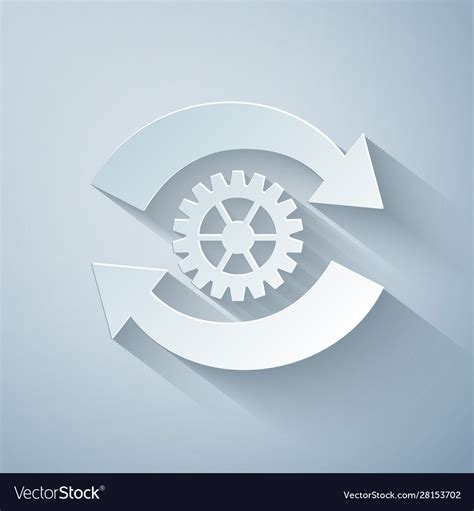 Paper Cut Gear And Arrows As Workflow Concept Icon