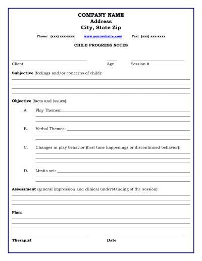 Counselling Session Notes Template