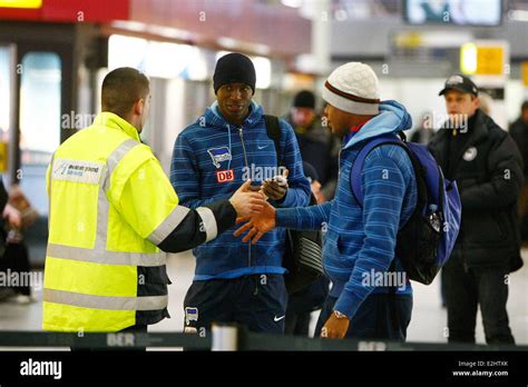 German Football Team Hertha Bsc Checking In At Tegel Airport For A