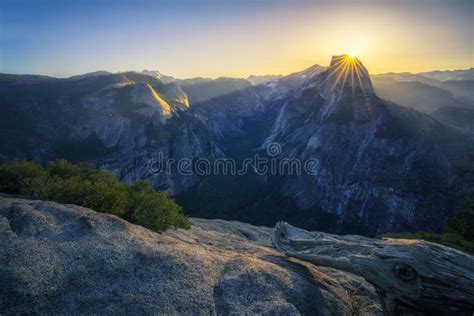 Half Dome From Glacier Point In Yosemite National Park At Sunrise Stock