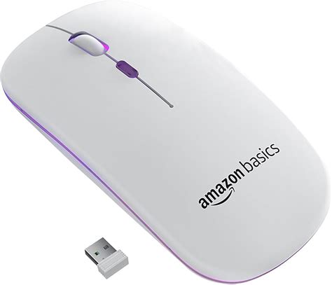 Refurbished Amazon Basics Rechargeable Wireless Mouse With Rgb Led Backlit 1600 Dpi Ergonomic