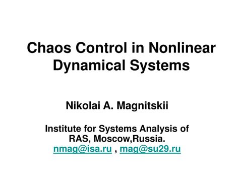 Ppt Chaos Control In Nonlinear Dynamical Systems Powerpoint Presentation Id4444423