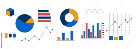 Data Visualization Charts 2d Cartoon Objects Set Piechart Bar Graphs