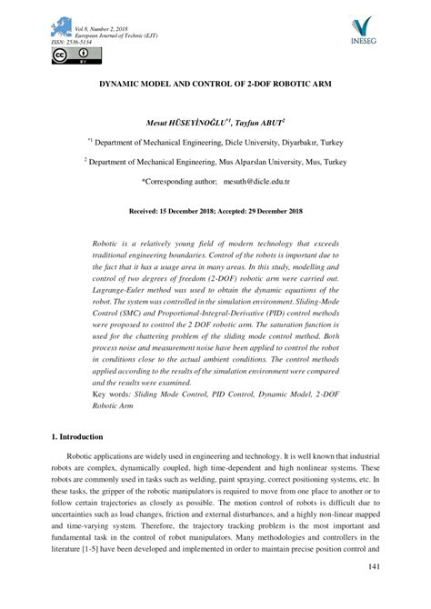 Pdf Dynamic Model And Control Of Dof Robotic Arm
