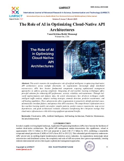 Pdf The Role Of Ai In Optimizing Cloud Native Api Architectures