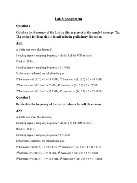 Lab 8 Pdf Sampling Signal Processing Algorithms