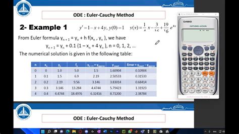 Using Calculator In Numerical Analysis Euler Method Youtube