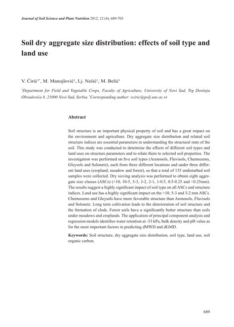 PDF Soil Dry Aggregate Size Distribution Effects Of Soil Type And Land Use