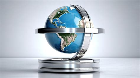 3d interactive earth globe render of on pedestal with orbit belt