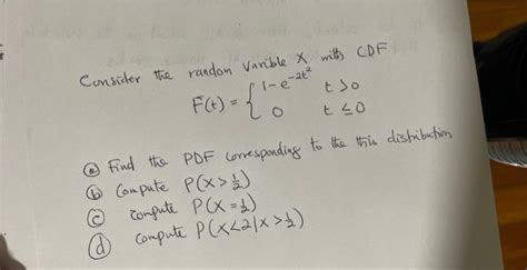 Solved Consider The Random Varible X With Cdf