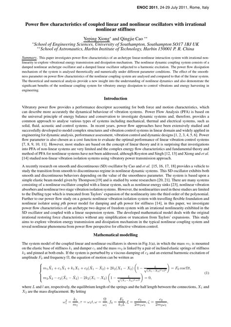 Pdf Power Flow Characteristics Of Coupled Linear And Nonlinear
