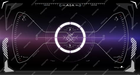 미래 지향적인 기술 Hud 화면 전술 보기 Scifi Vr Dislpay Hud Ui 미래 지향적인 Vr 헤드업 디스플레이 프리미엄 벡터