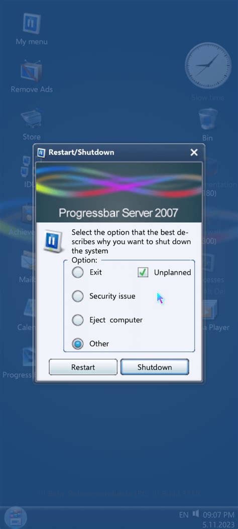 Redesigned Restart Shutdown Screen In Progressbar Server R Progressbar95