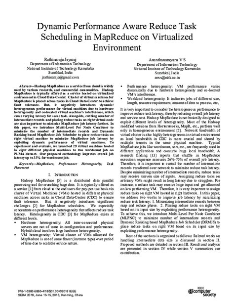 pdf dynamic performance aware reduce task scheduling in mapreduce on virtualized environment