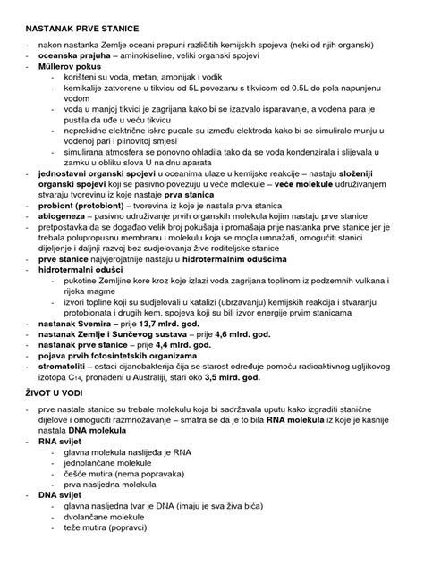 Pojava Života Na Zemlji I Sistematika Pdf