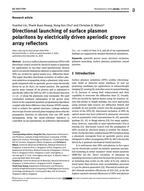 Pdf Directional Launching Of Surface Plasmon Polaritons By