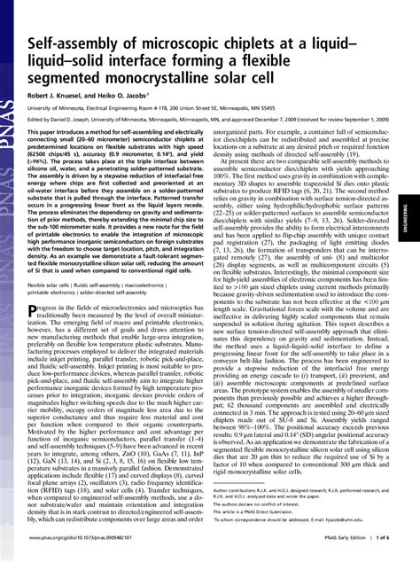 Self Assembly Of Microscopic Chiplets At A Liquid Liquid Solid Interface Self Assembly Docsity