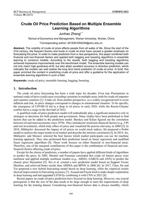 Pdf Crude Oil Price Prediction Based On Multiple Ensemble Learning Algorithms