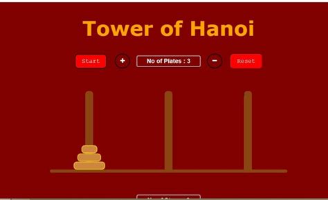 Tower Of Hanoi Game Using Html And Css In Vanillajs With Source Code Sourcecodester