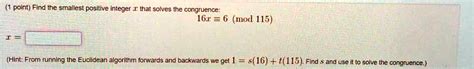 SOLVED Polnt Find The Smallest Positive Integer T That Solves The