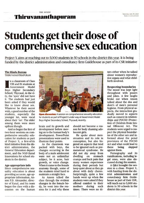 Sex Education In Kerala By Kanal NGO Anson P D Alexander