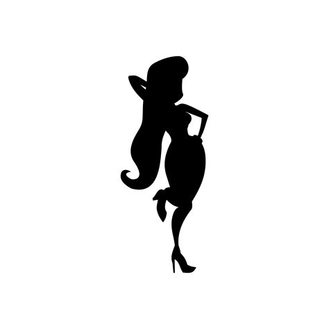 Cute Pinup Girl Cartoon Silhouette Retro Sexy Pinup Girl Vector Clip