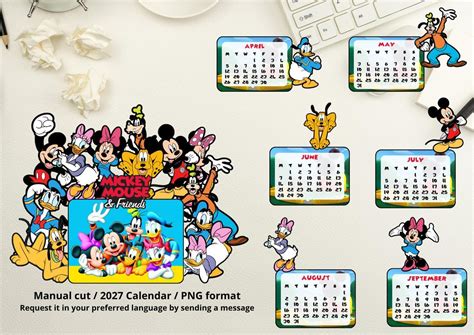 Printable Mickey And His Friends Mini Desktop Calendar For 2027