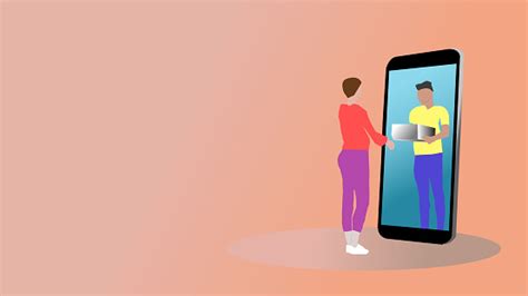 온라인 쇼핑 고객은 빠른 주문 인터넷 기술로 휴대 전화에서 배달 상품 구매를받습니다 3차원 형태에 대한 스톡 벡터 아트 및 기타 이미지 3차원 형태 배달 가방