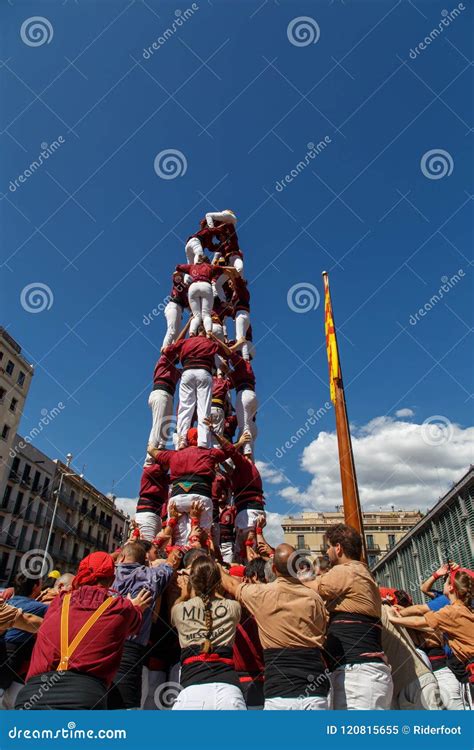 Barcelona Catalonia Spain September 11 2017 Castellers During