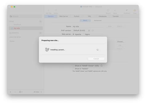 Mamp Pro Macos Documentation Create A New Site Create A New Laravel Site