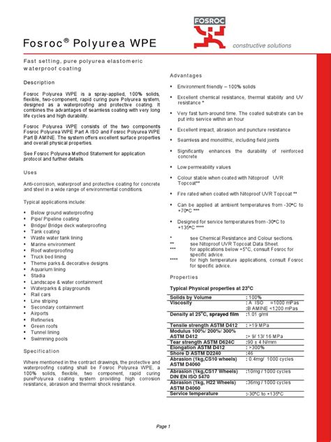 Fosroc® Polyurea Wpe Pdf Concrete Construction