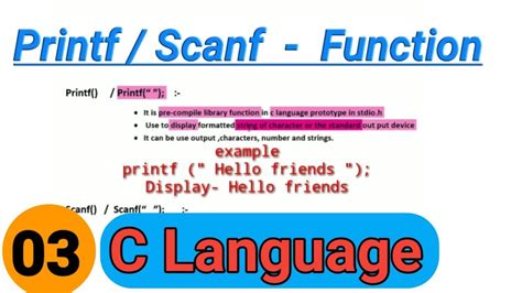 03 Printf And Scanf Function Of C C Tutorial For Beginning In Hindi Sahug Manish Youtube
