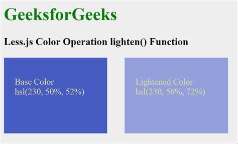 Lessjs Color Operation Lighten Function Geeksforgeeks