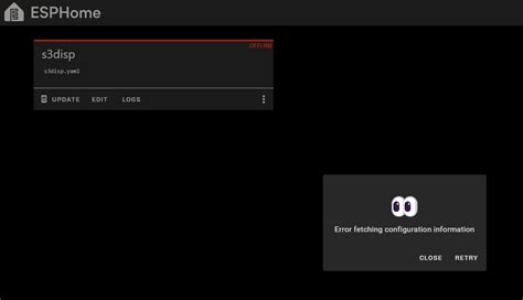 Error Fetching Configuration Information Esp Home Allgemein Simon42 Community