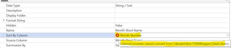 sort by column error · issue 727 · tabulareditor tabulareditor3 · github