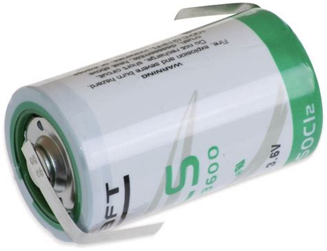 Lithium-Batterie SAFT LS 33600-CNR, D, mit Z-Lötfahne, 3,6 V-, 17000 ...